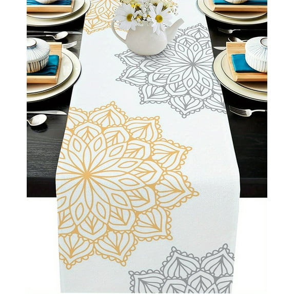 Abstract Figure Linen Table Runner Wedding ration Easter Table Runner ...