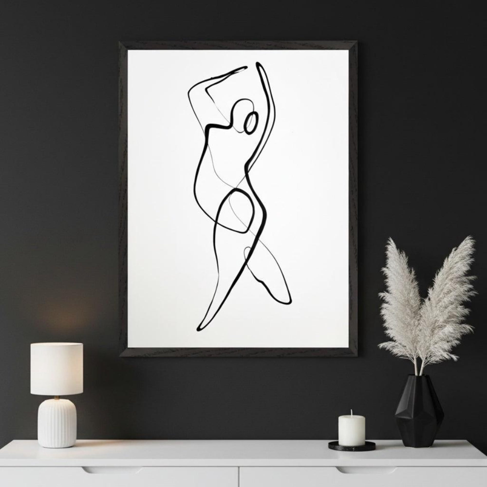 Abstract Figure Minimalist Line Wall Art Modern Silhouette Sketch ...