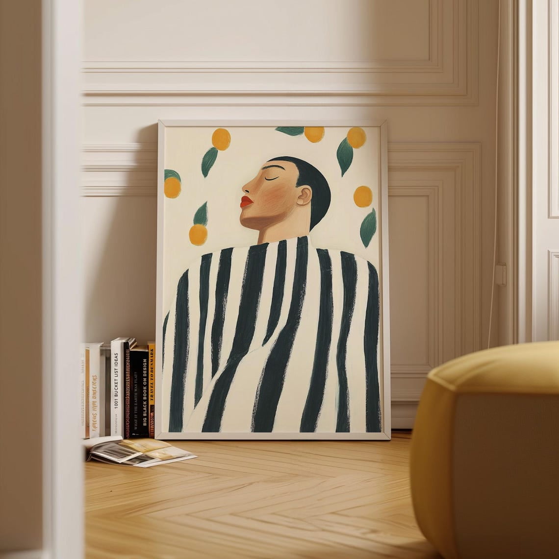 Abstract Figure With Oranges, Minimalist Fruit Decor, Modern Portrait ...