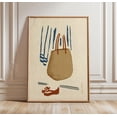 Abstract Figure With Bag Beige Blue Minimalist Paper Poster Decor ...