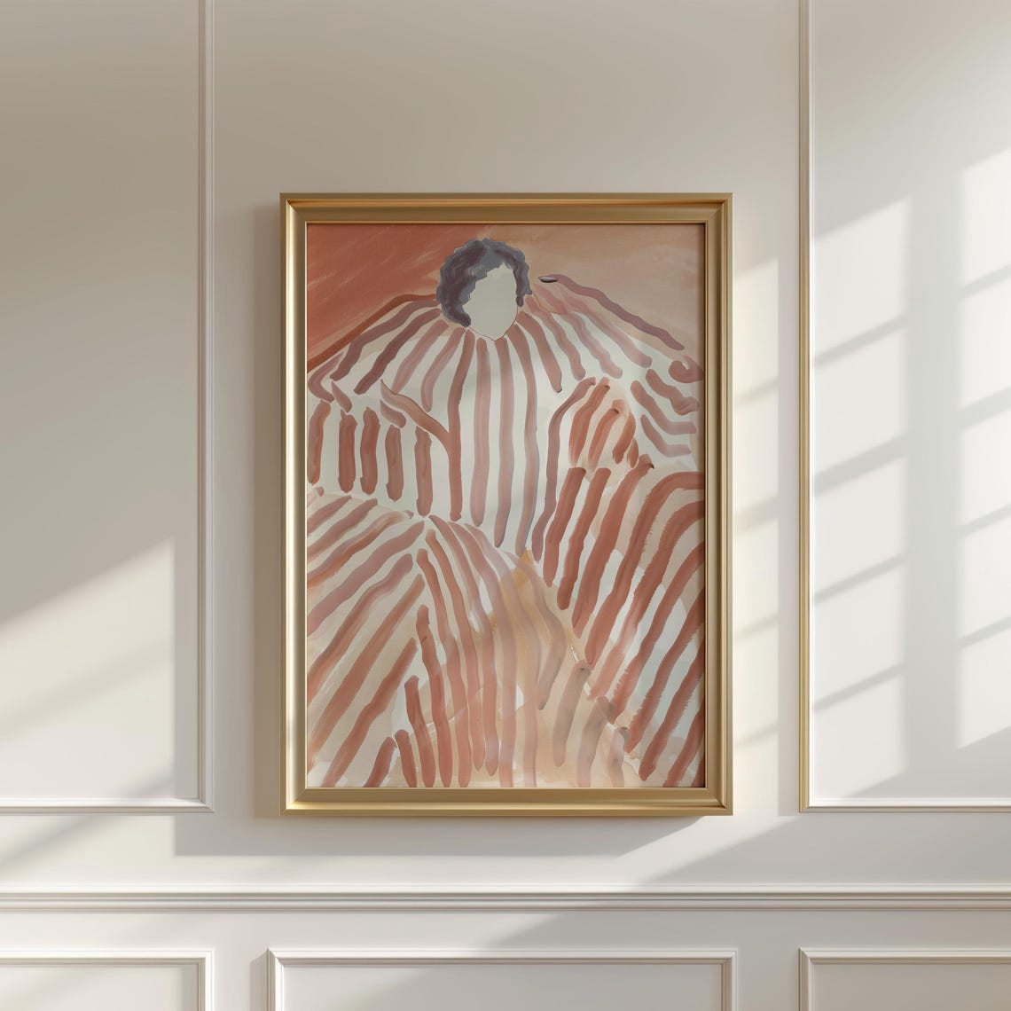 Abstract Figure Wrapped In Earthy Stripes Warm Neutral Tones ...