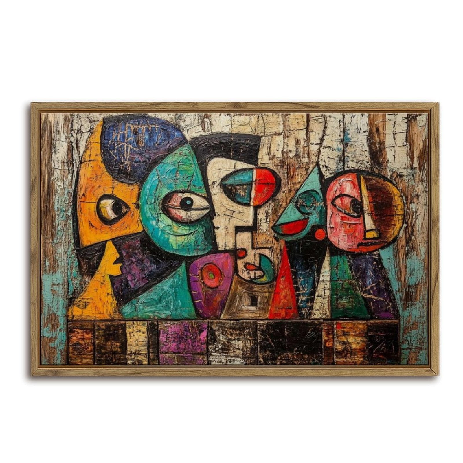 Abstract Figures Expressionism Faces Horizontal Canvas Wall Art with ...