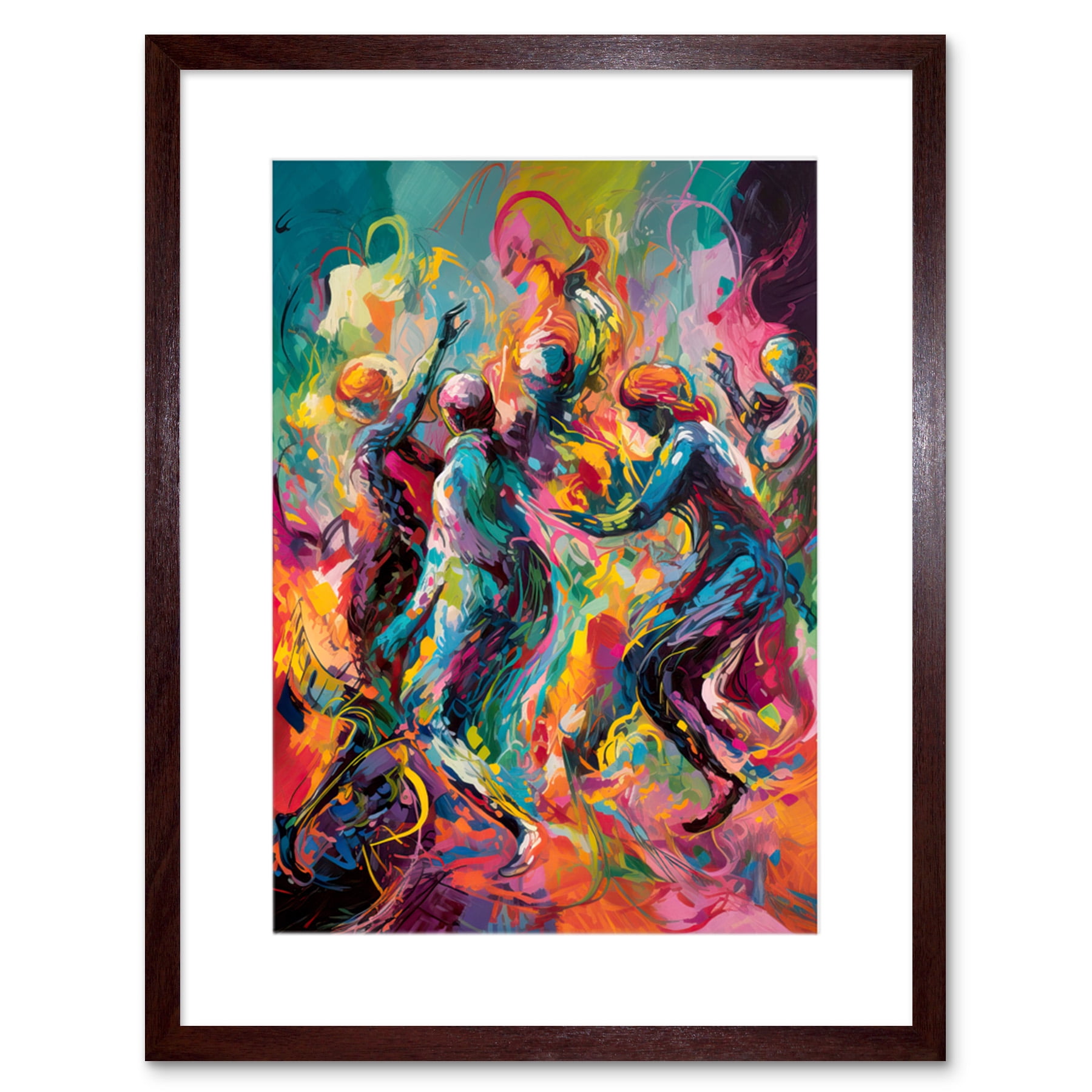 Abstract Figures Vibrant Dance Expression Artwork Framed Wall Art Print ...