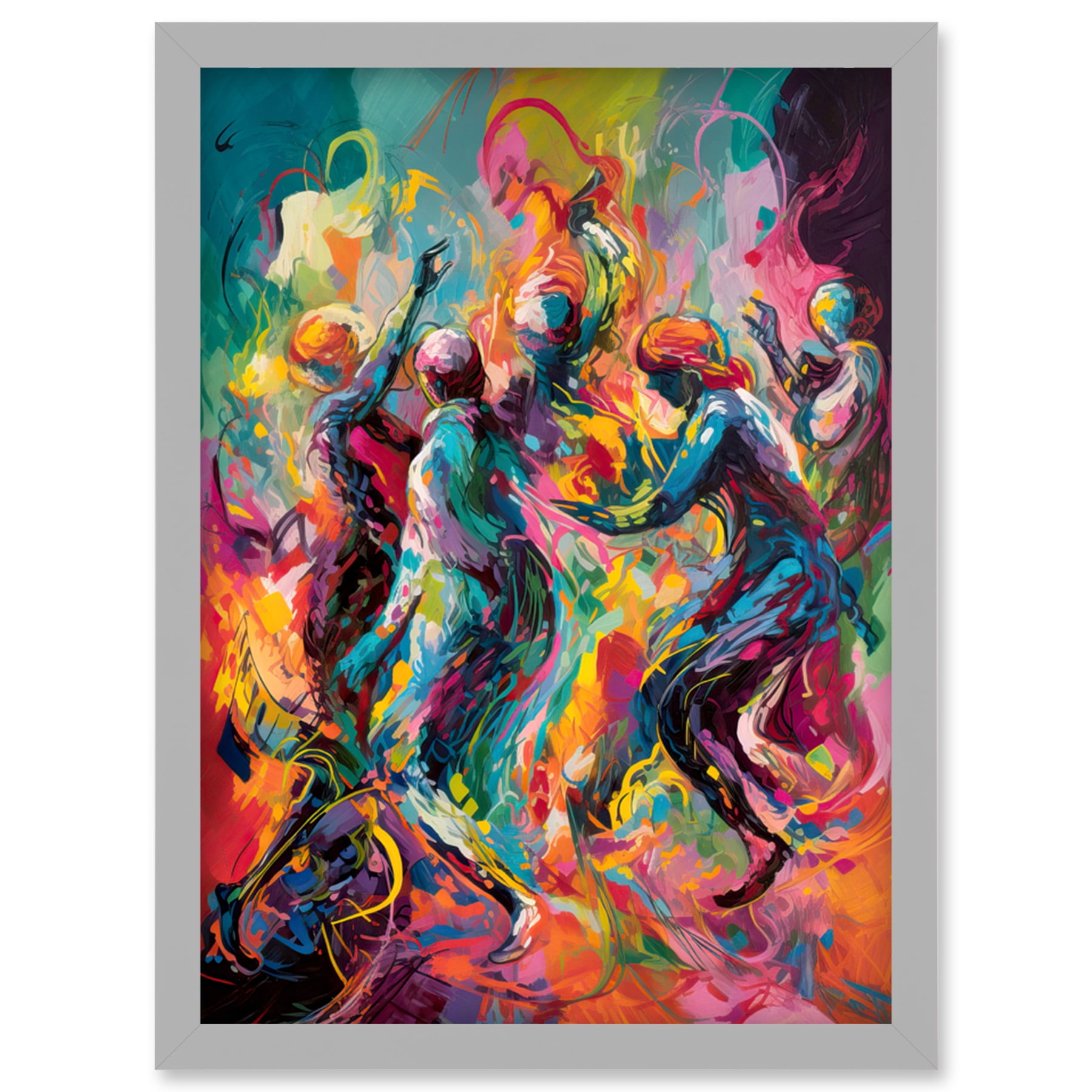 Abstract Figures Vibrant Dance Expression Artwork Framed Wall Art Print ...