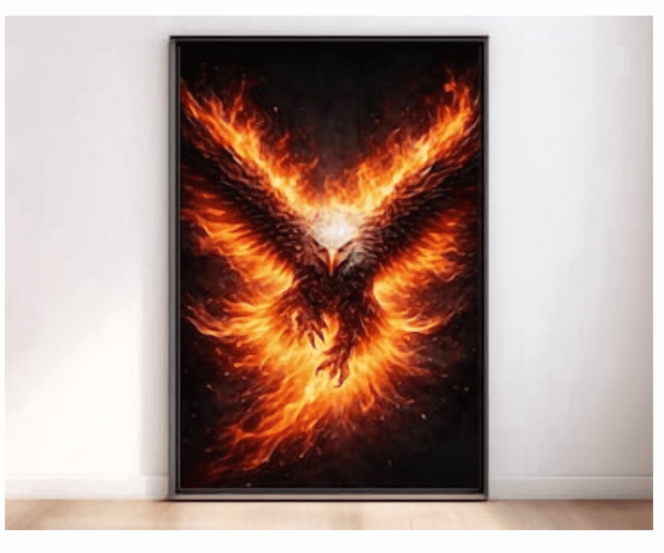 Abstract Fire Eagle Wall Art. Burning American Eagle Poster. Flaming ...