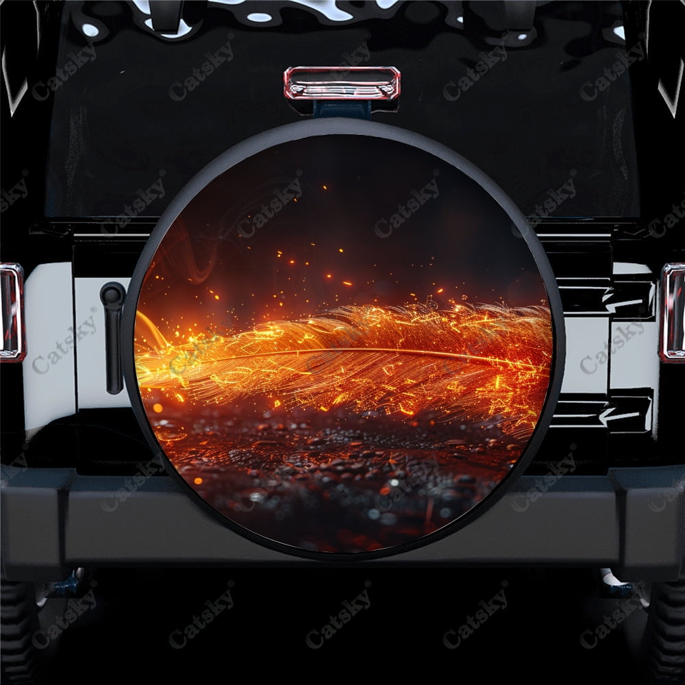 Abstract Fire Feather Polyester Universal Spare Wheel Tire Cover Custom ...