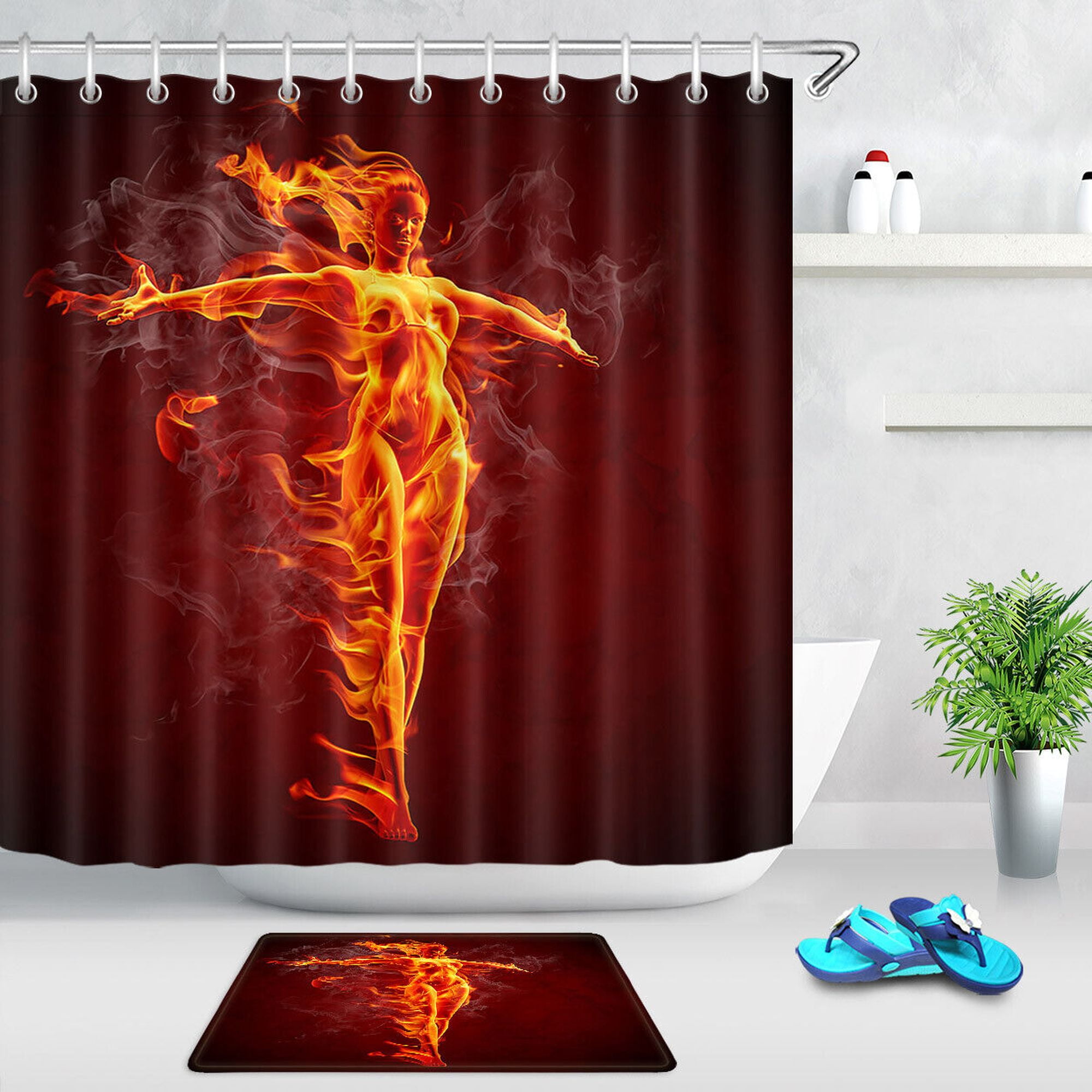 Abstract Fire: Vibrant Shower Curtain for Breathtaking Bathroom ...