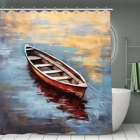 Abstract Fish Boats Reflection Shower Curtain 70.8x70.8 Inch,Bathroom ...