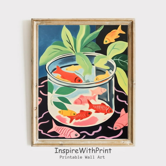 Abstract Fish Bowl, Inspired Art, Abstract Still Life Poster, Pastel ...