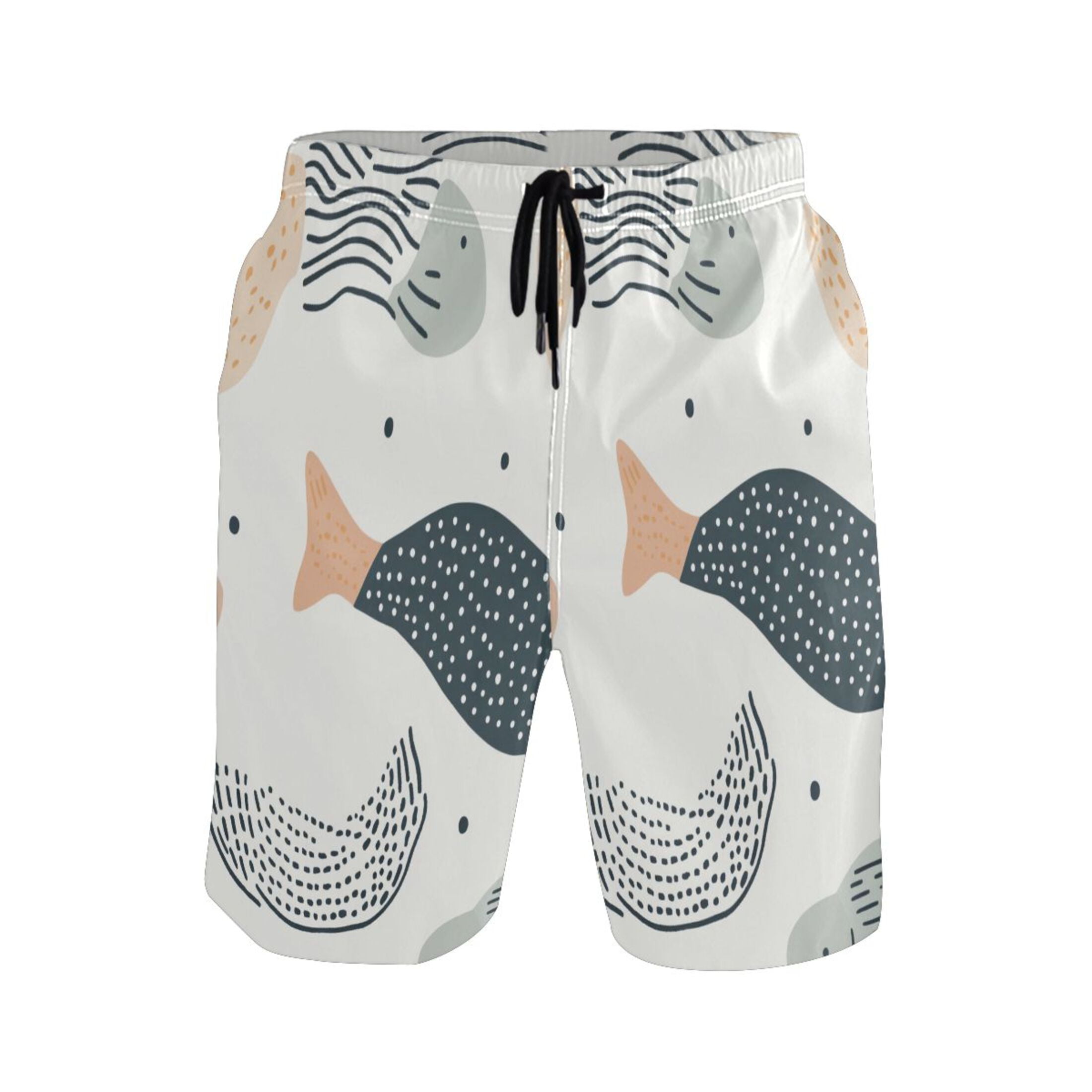 Abstract Fish Design Large Size Men's Lightweight Beach Shorts with ...