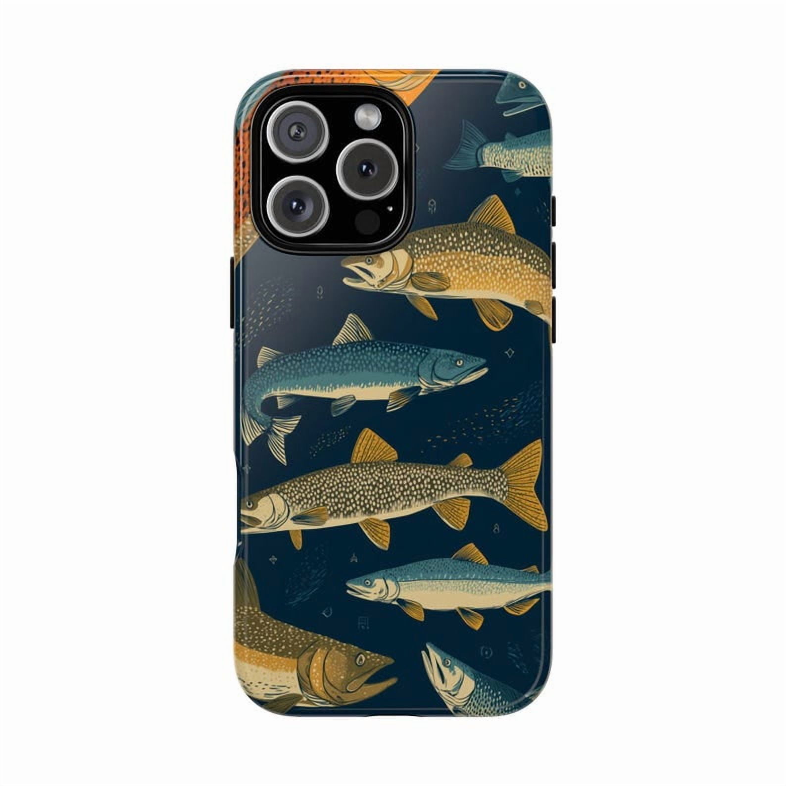 Abstract Fish Salmon Pattern Artistic Fishing Design Phone Case with ...