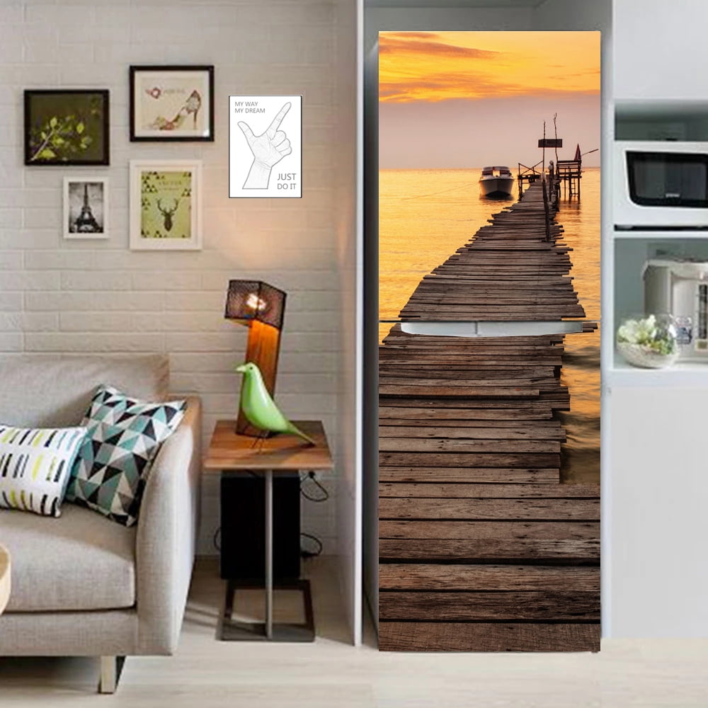 Abstract Fish Vinyl Self Adhesive Fridge Door Wrap Full Film Wallpaper ...