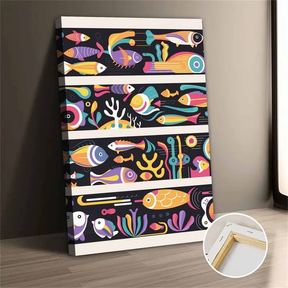 Abstract Fish Wall Art Canvas Prints 4 Piece Set For Bedroom Living ...