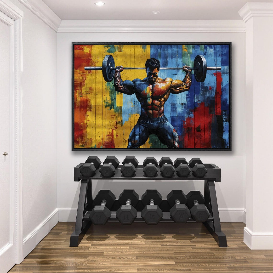 Abstract Fitness Wall Art, Colorful Bodybuilder Poster, Gym Decor ...