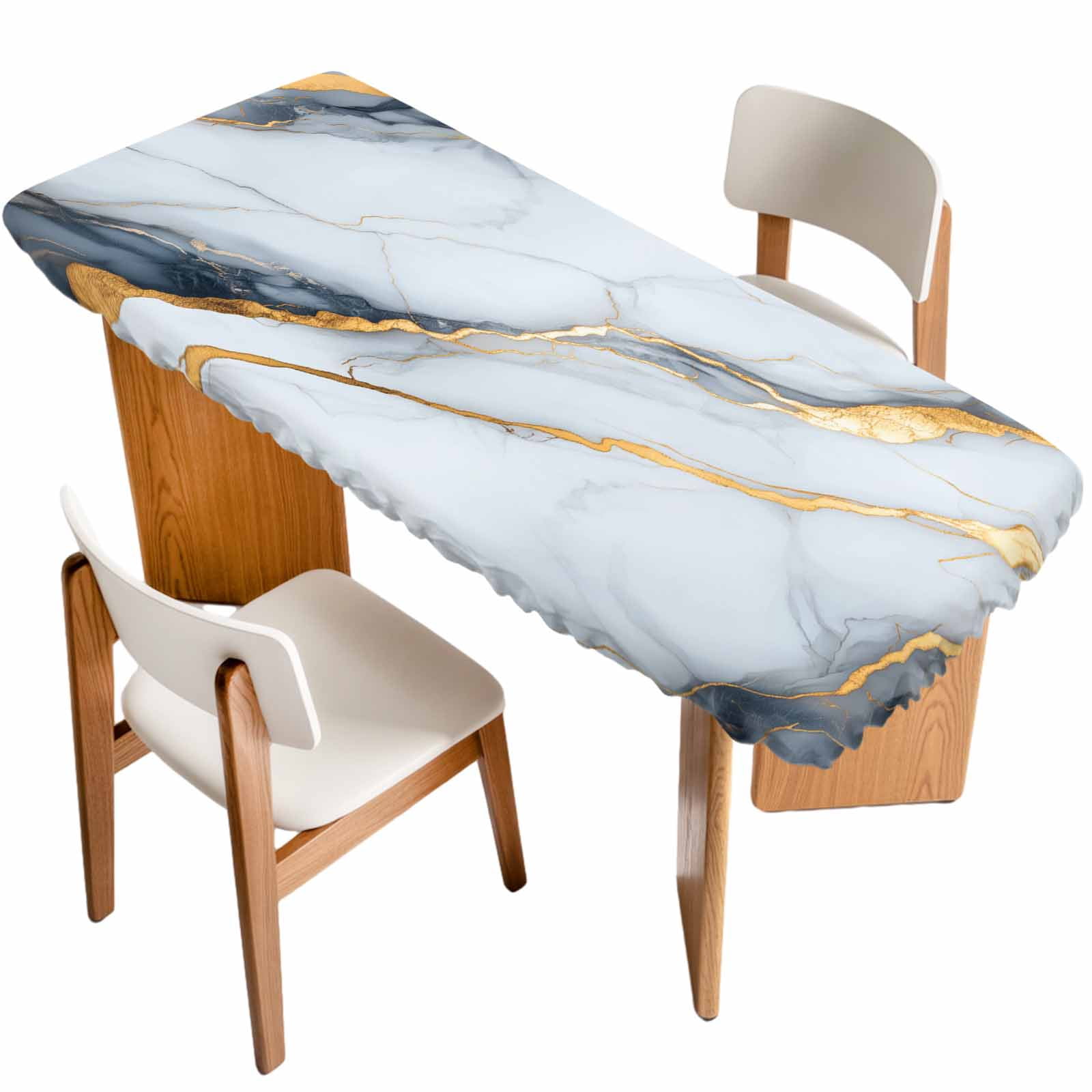 Abstract Fitted Rectangle Tablecloth 32" x 96" Grey White Marble ...