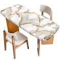 Abstract Fitted Rectangle Tablecloth 32" x 96" White Marble Pattern ...