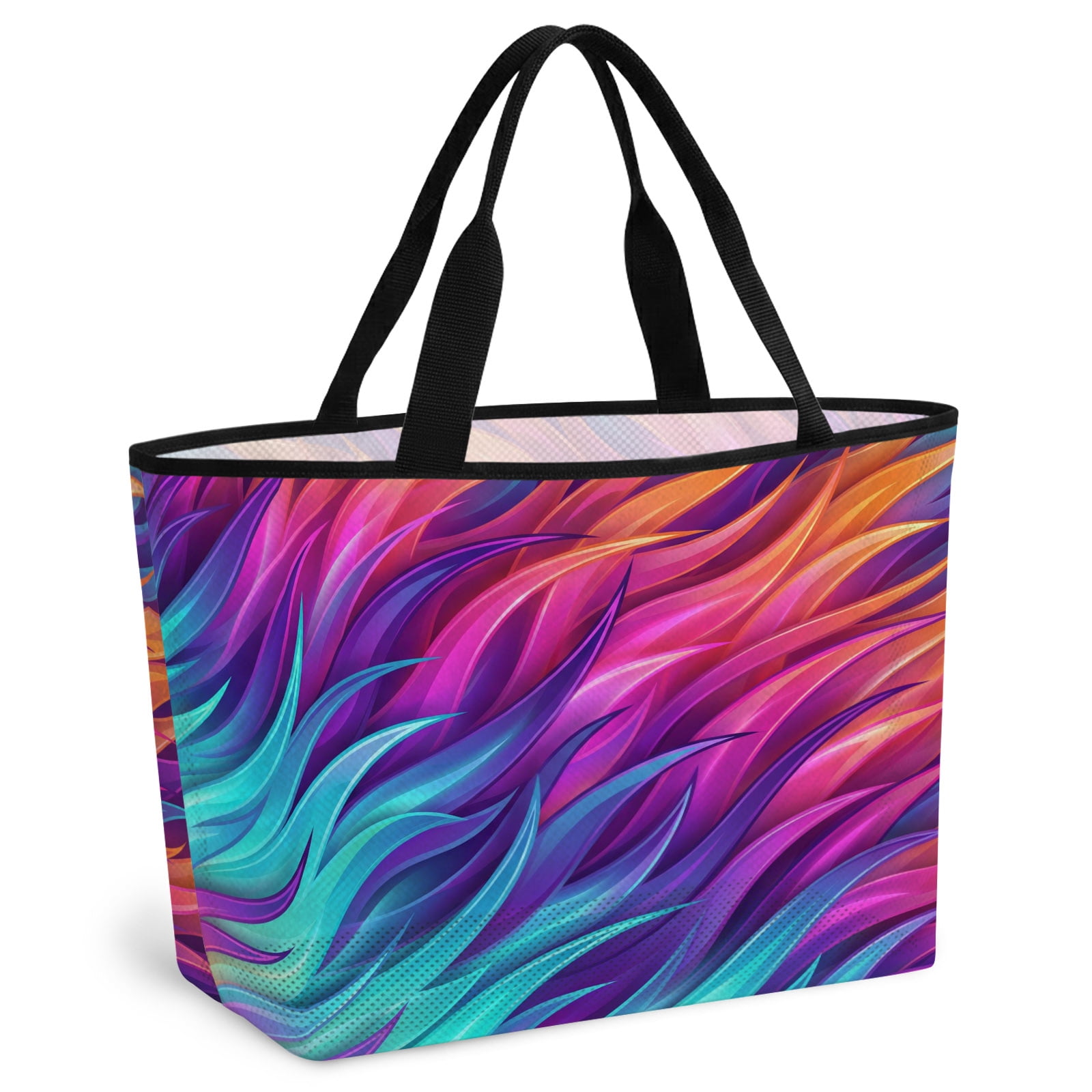 Abstract Flame Beach Bag for Women, Large Breathable Mesh Beach Tote ...