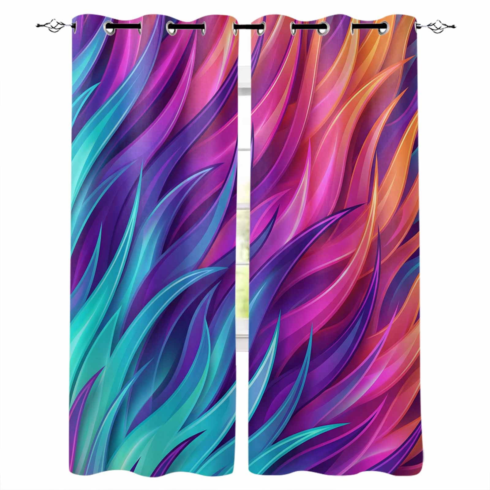 Abstract Flame Blackout Curtains for Bedroom/Living Room, Thermal ...