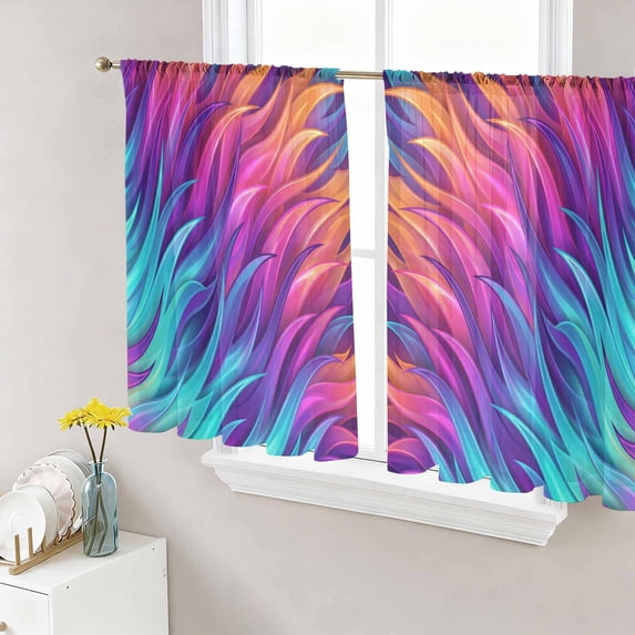 Abstract Flame Sheer Curtains for Living Room Bedroom Blue Purple ...