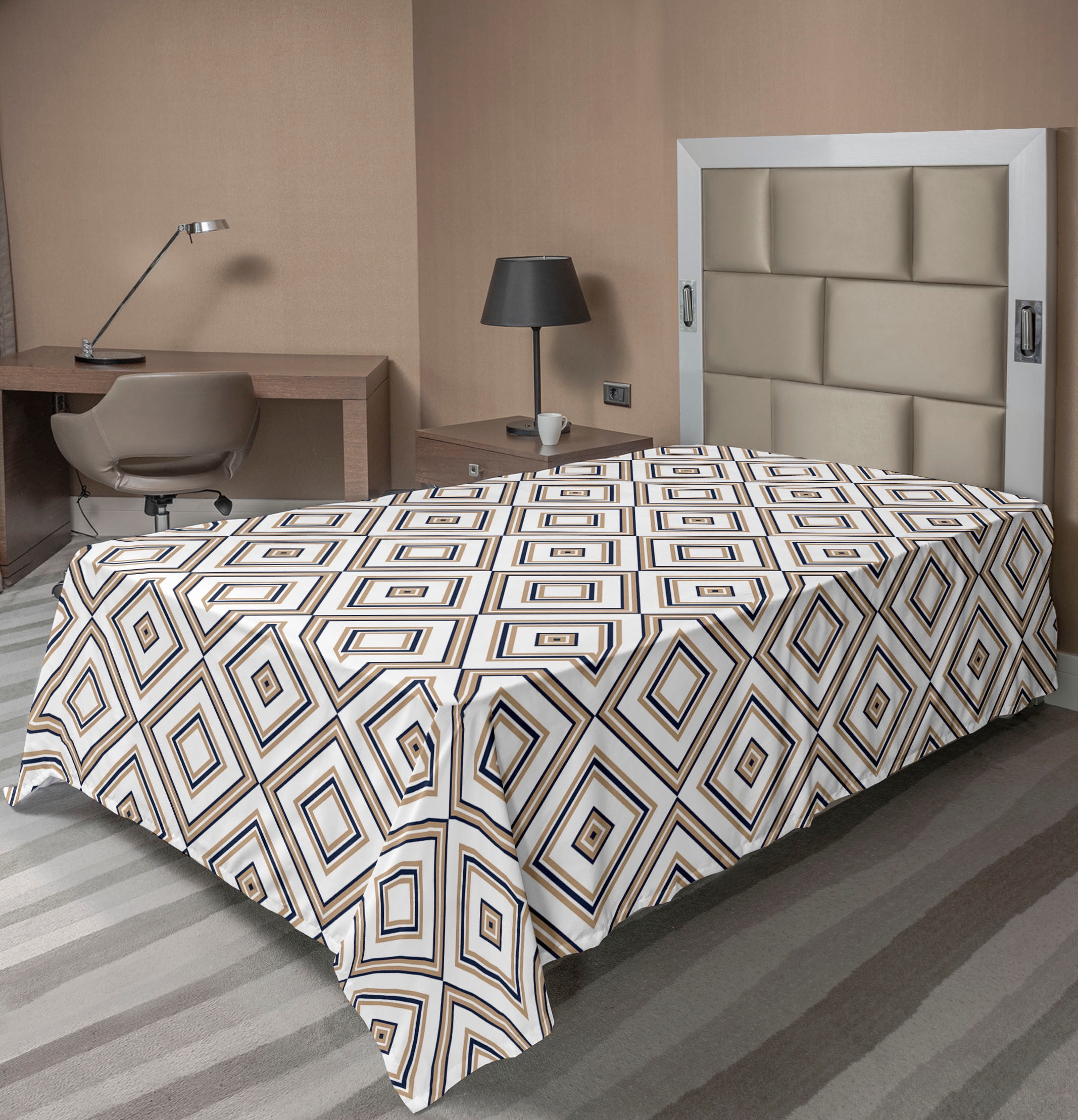 Ambesonne Abstract Flat Bedding Sheet Soft Top Sheet, Rhombus Geometric ...