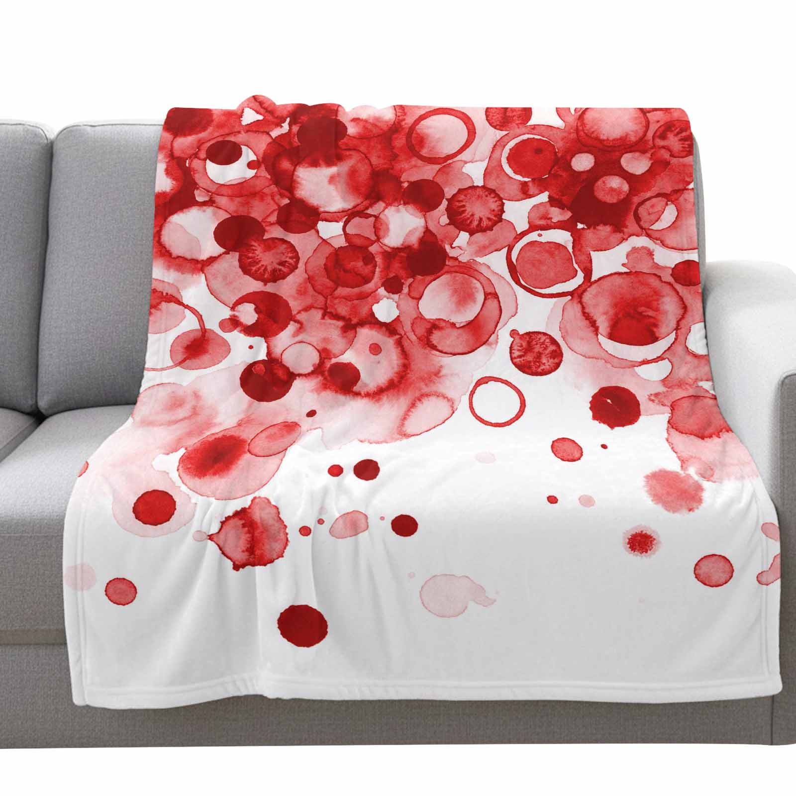 Abstract Fleece Throw Blanket Lightweight Red Gradient Watercolors Ink ...