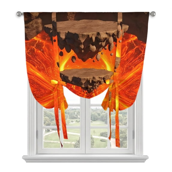 Abstract Floating Rocks Tie Up Curtains for Window, Thermal Insulated ...