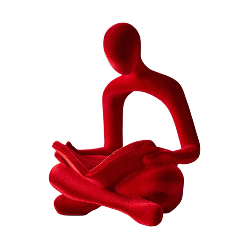 Abstract Flockeds Thinker Statue Resins Sculpture Modern Home ...