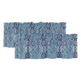 Abstract Floral 2 Panels Kitchen Valance, Retro Navy Blue Geometric ...