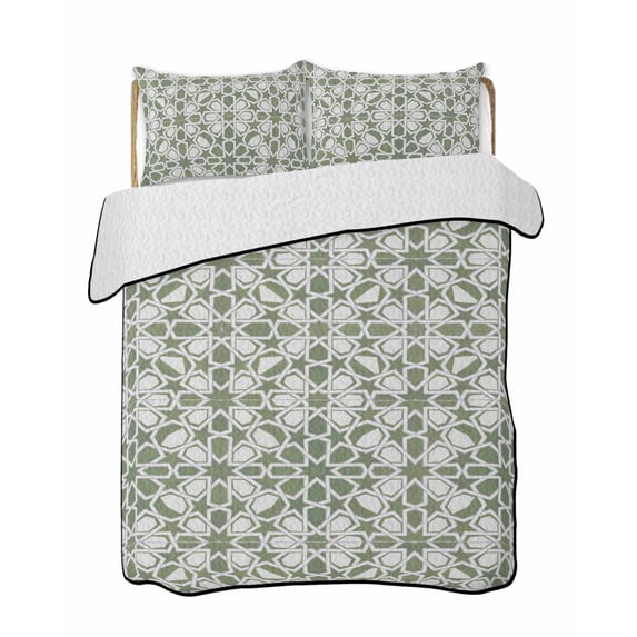 Abstract Floral 3 Piece Quilt Bedding Set with 2 Pillow Shams, Retro ...