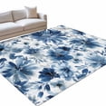 Abstract Floral Area Rugs 3x5ft Deep Blue Watercolor Daisies Texture ...
