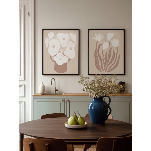 Abstract Floral Art, Beige Botanical Wall Decor Poster Printed Poster ...