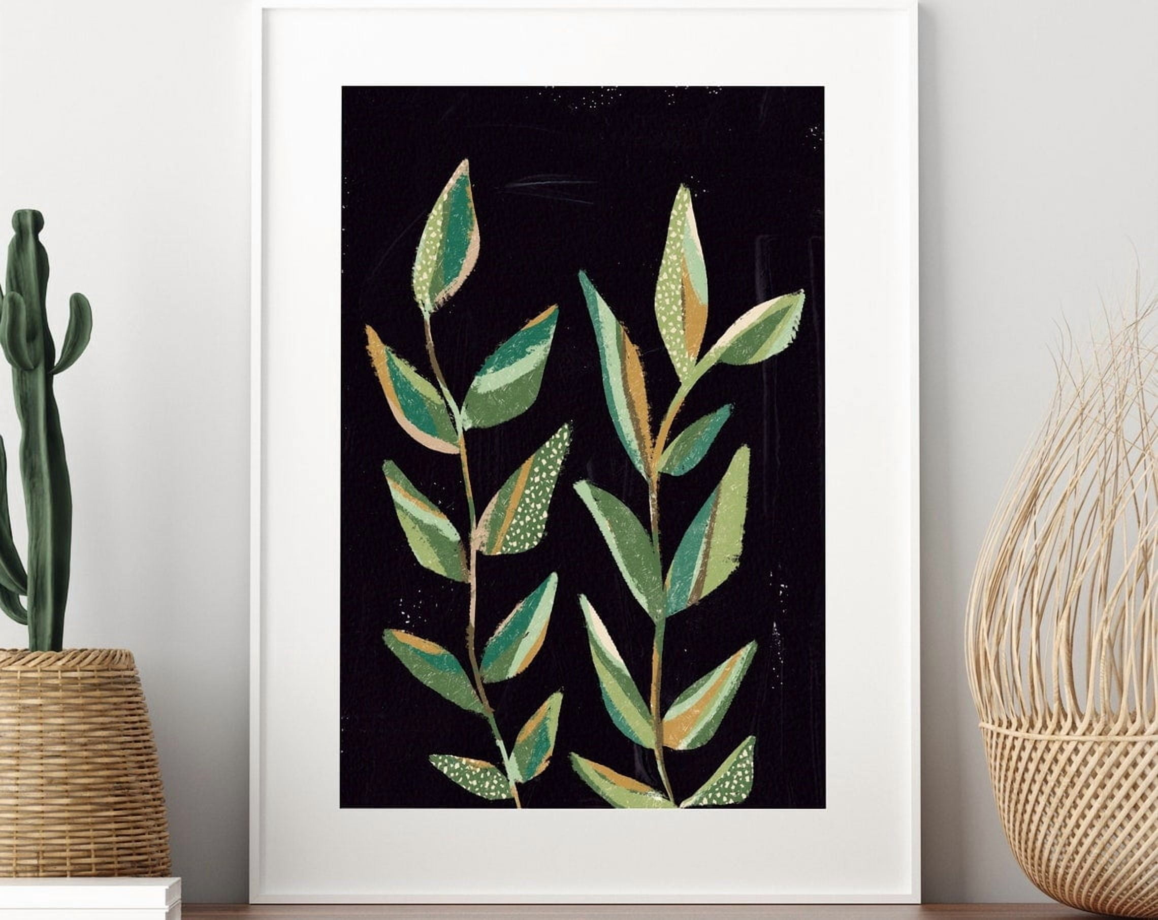 Abstract Floral Art Green Plant Leaves Botanical Art Botanical Foliage ...