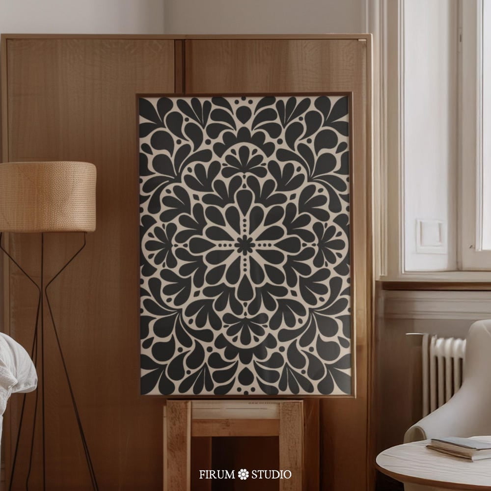 Abstract Floral Art, Mid Century Modern, Black Print Art, Floral ...