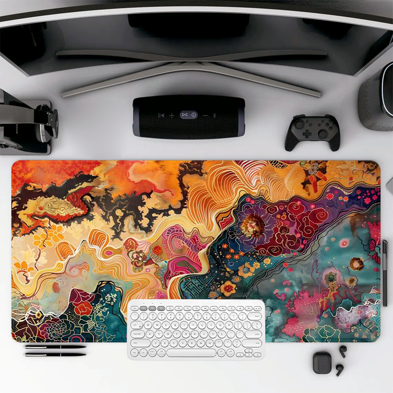 Abstract Floral Art Mouse Pad 35.4 x 15.8 Inches Rubber Desk Mat for ...