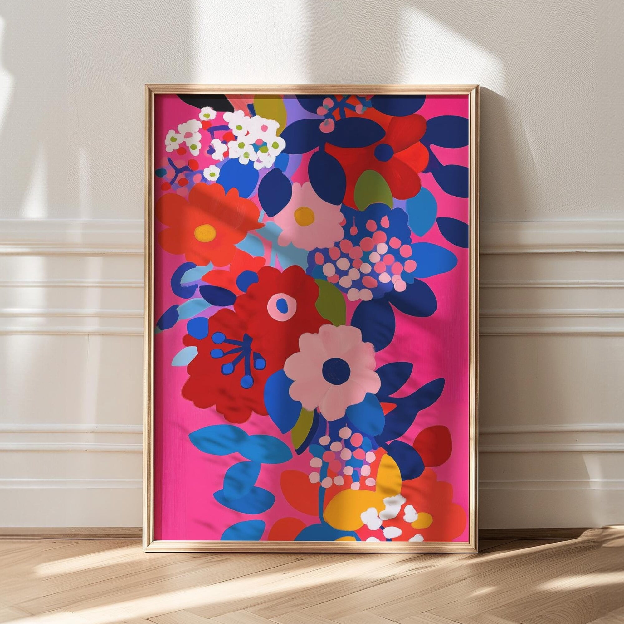 Abstract Floral Art Print 70s Style Dopamine Decor - Walmart.com
