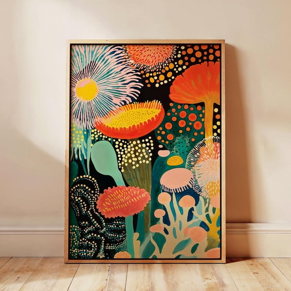 Abstract Floral Art Print Polka Dot Botanical Art Home Decor Office ...
