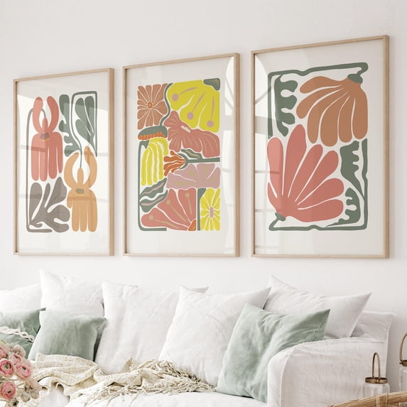 Abstract Floral Art Prints Terracotta Boho Decor Home Decor Office Wall ...