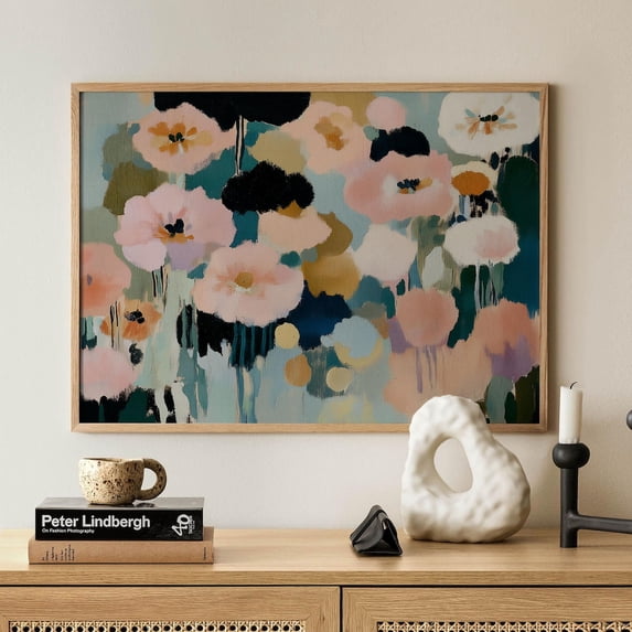 Abstract Floral Boho Living Room Decor, Stretched Canvas - Walmart.com