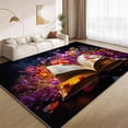 Abstract Floral Book Area Rugs, Artistic Carpet, Washable Non Slip Low ...