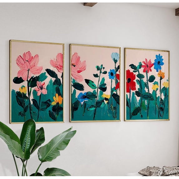 Abstract Floral Botanical Green Blue Poster Home Decor Office Wall Art ...
