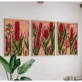Abstract Floral Botanical Pink Green Flower Wall Art Modern Triptych ...