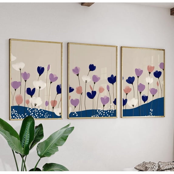 Abstract Floral Botanical Poster Home Decor Office Wall Art, Set 3 ...
