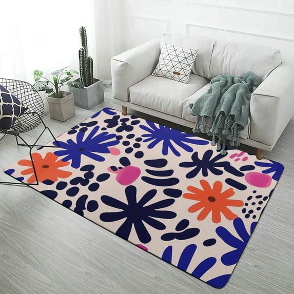 Abstract Floral Bright Pattern Design Soft Comfy Area Rugs Carpet ...