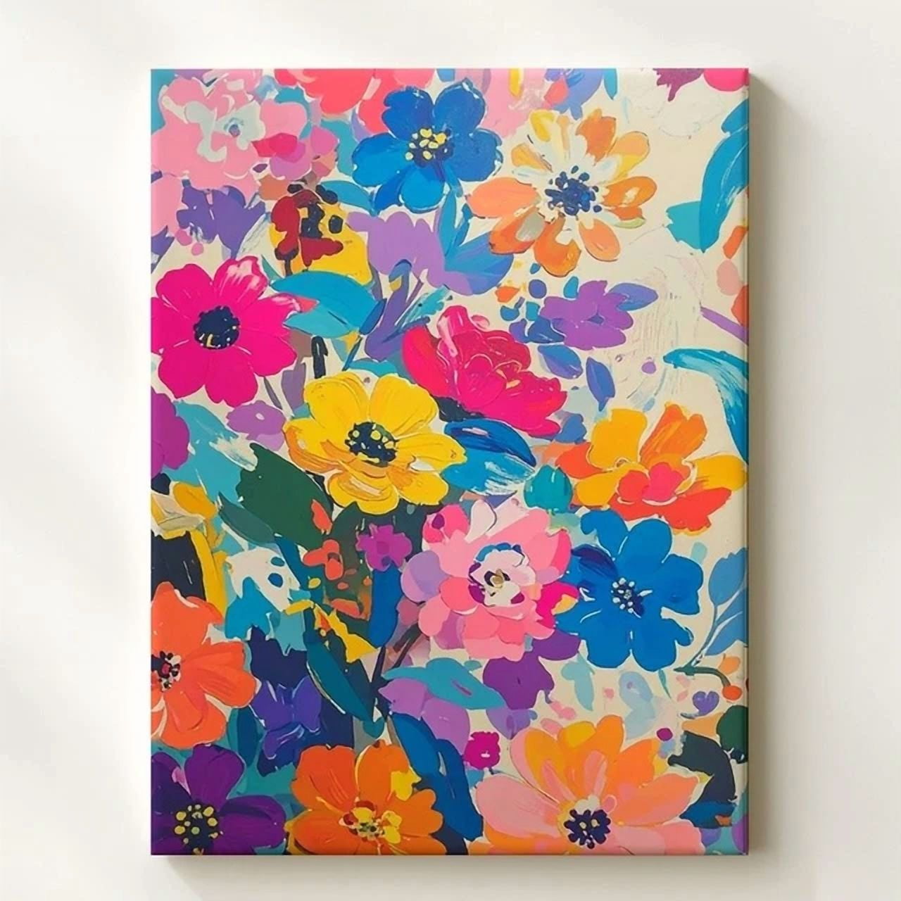 Abstract Floral Burst Poster Bold Colorful Brushstroke Art When Color ...