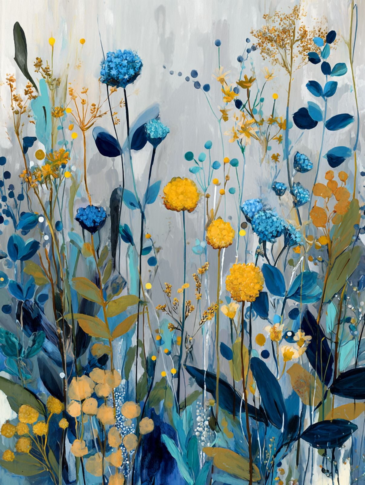 Abstract Floral Canvas Wall Art, Modern Flower Decor for Living Room ...