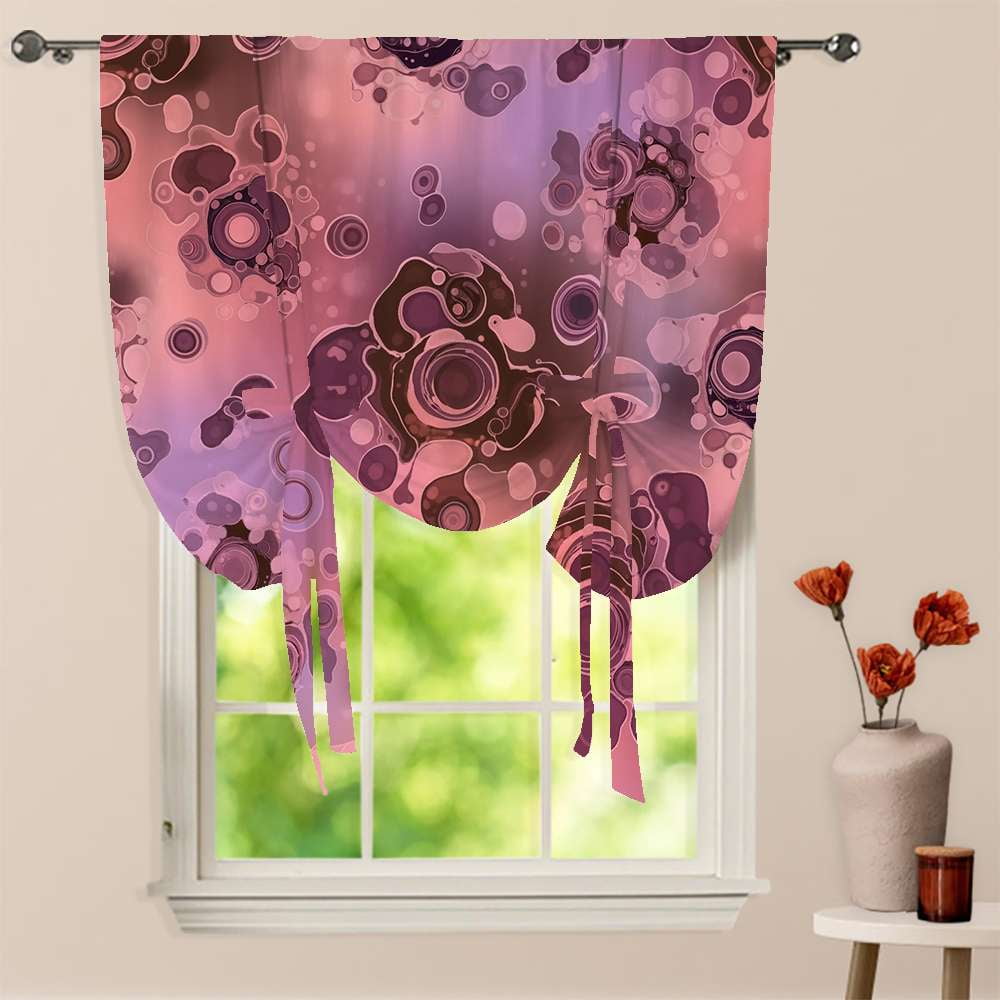Abstract Floral Circle Print Window Curtain for Living Room Roman ...