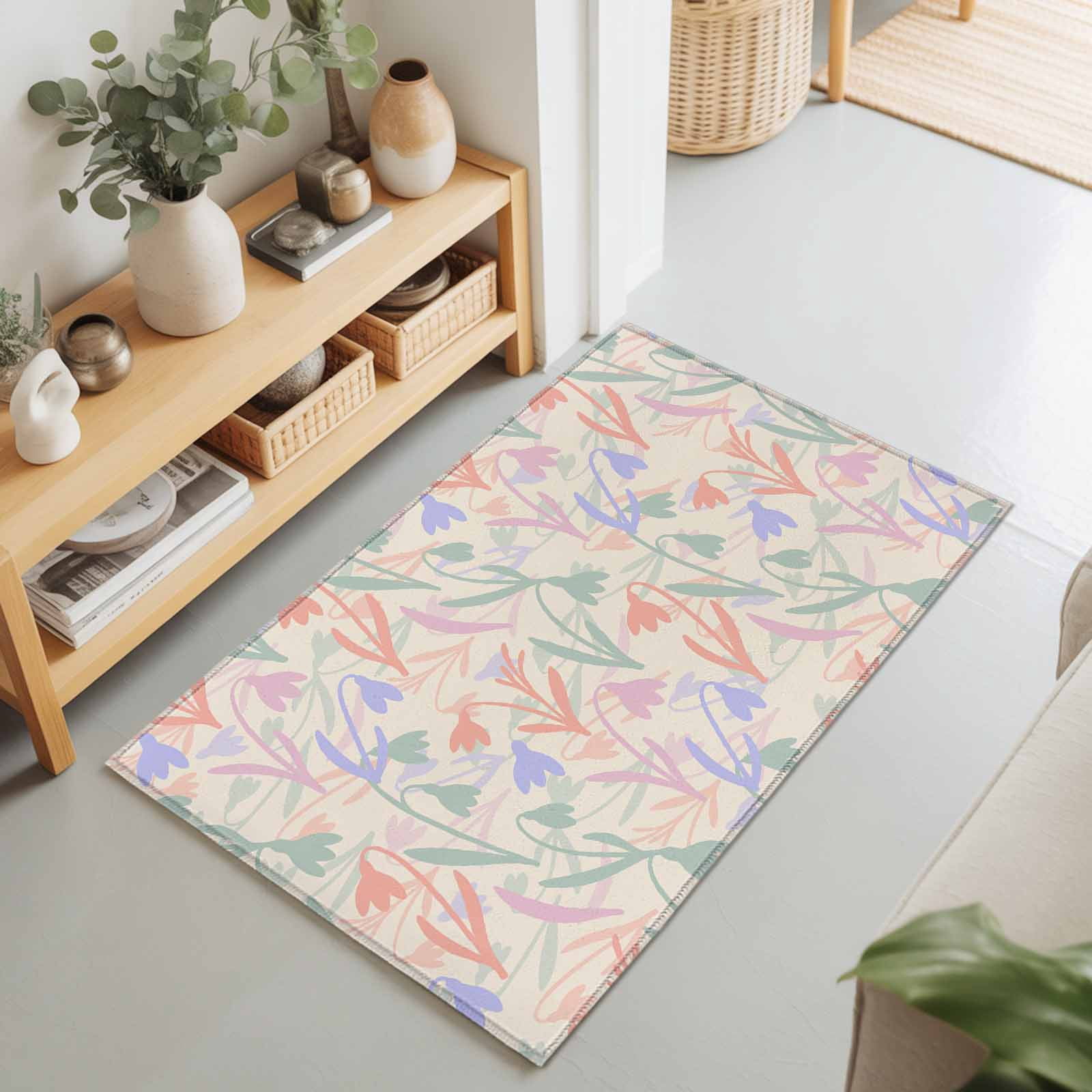 Abstract Floral Colorful Tulips Rectangle Rug 2'x3' Farmhouse Wild ...