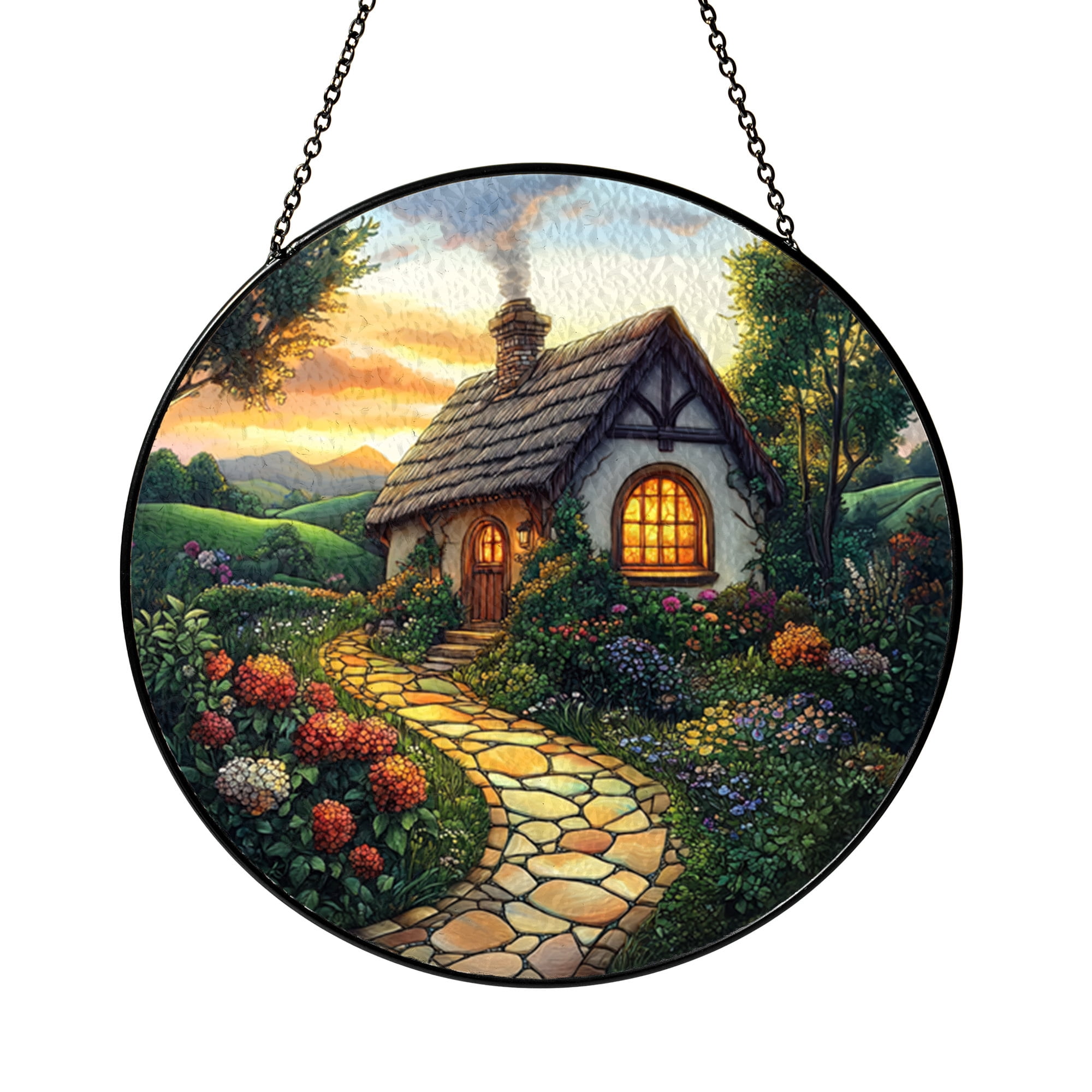 Abstract Floral Cross Shape Stained Glass Suncatcher – Decorative ...