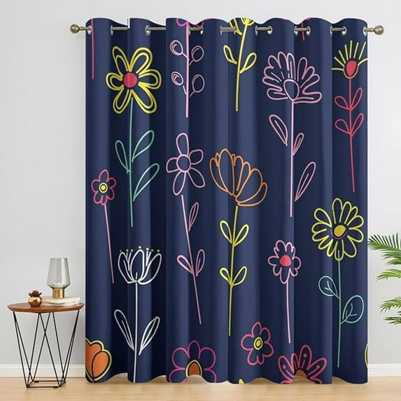 Abstract Floral Curtains For Bedroom Living Room, Flower Blackout ...