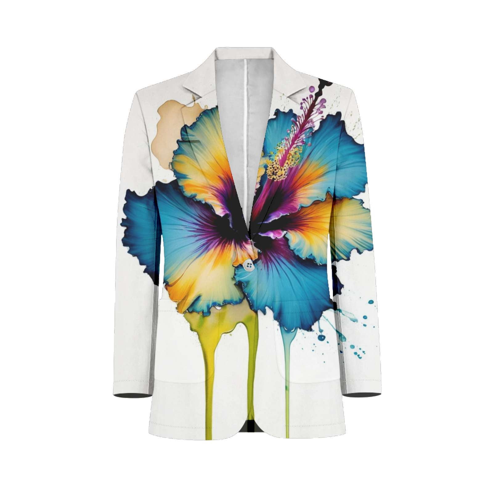 Abstract Floral Drip Art Customized Men's Suits full man Shawl Collar ...